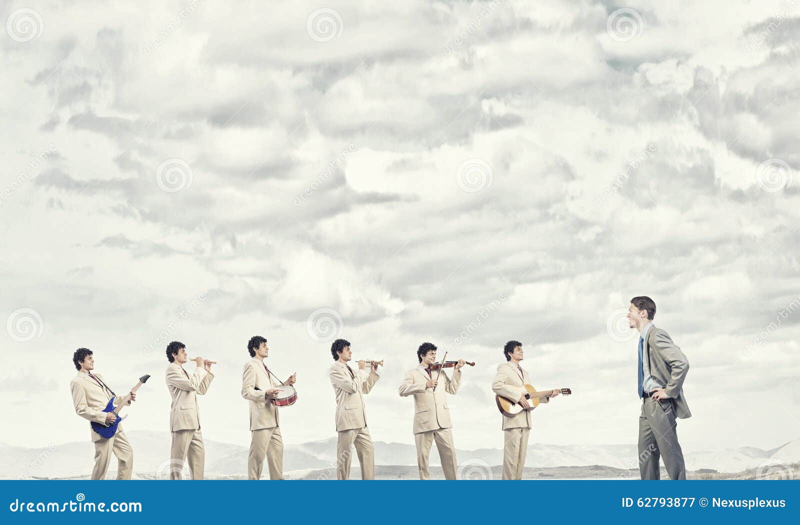 One man band stock image. Image of teacher, music, perform - 62793877