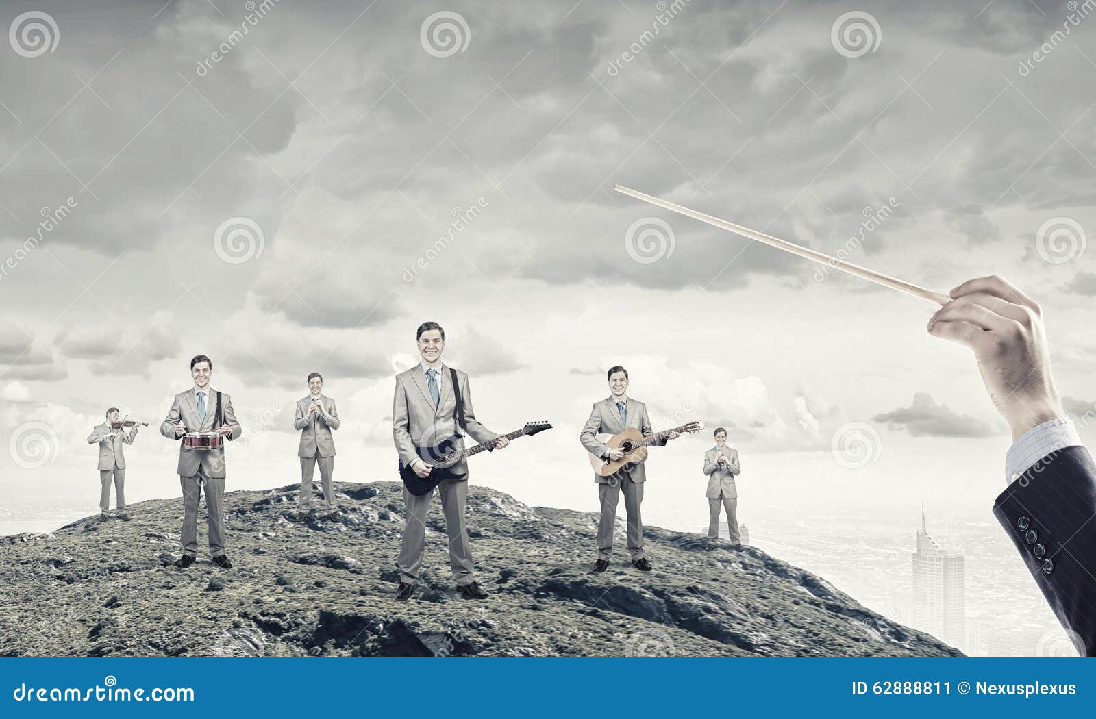 One man band stock image. Image of trumpet, drums, music - 62888811