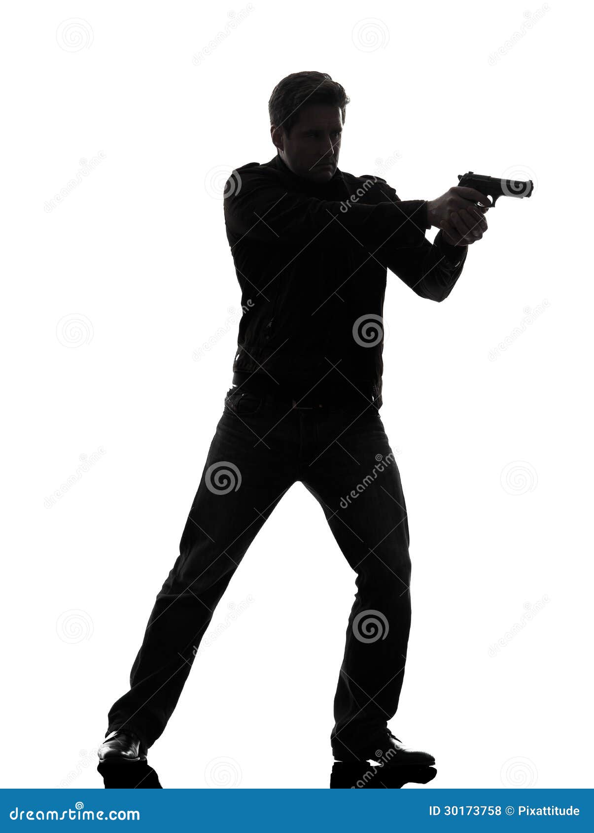 Man Killer Policeman Aiming Gun Standing Silhouette Royalty-Free Stock ...