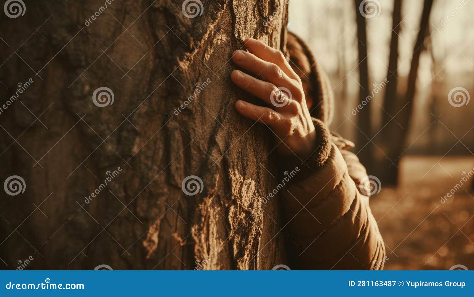 One Man Leaning on Tree Trunk, Holding Rope, Enjoying Solitude ...