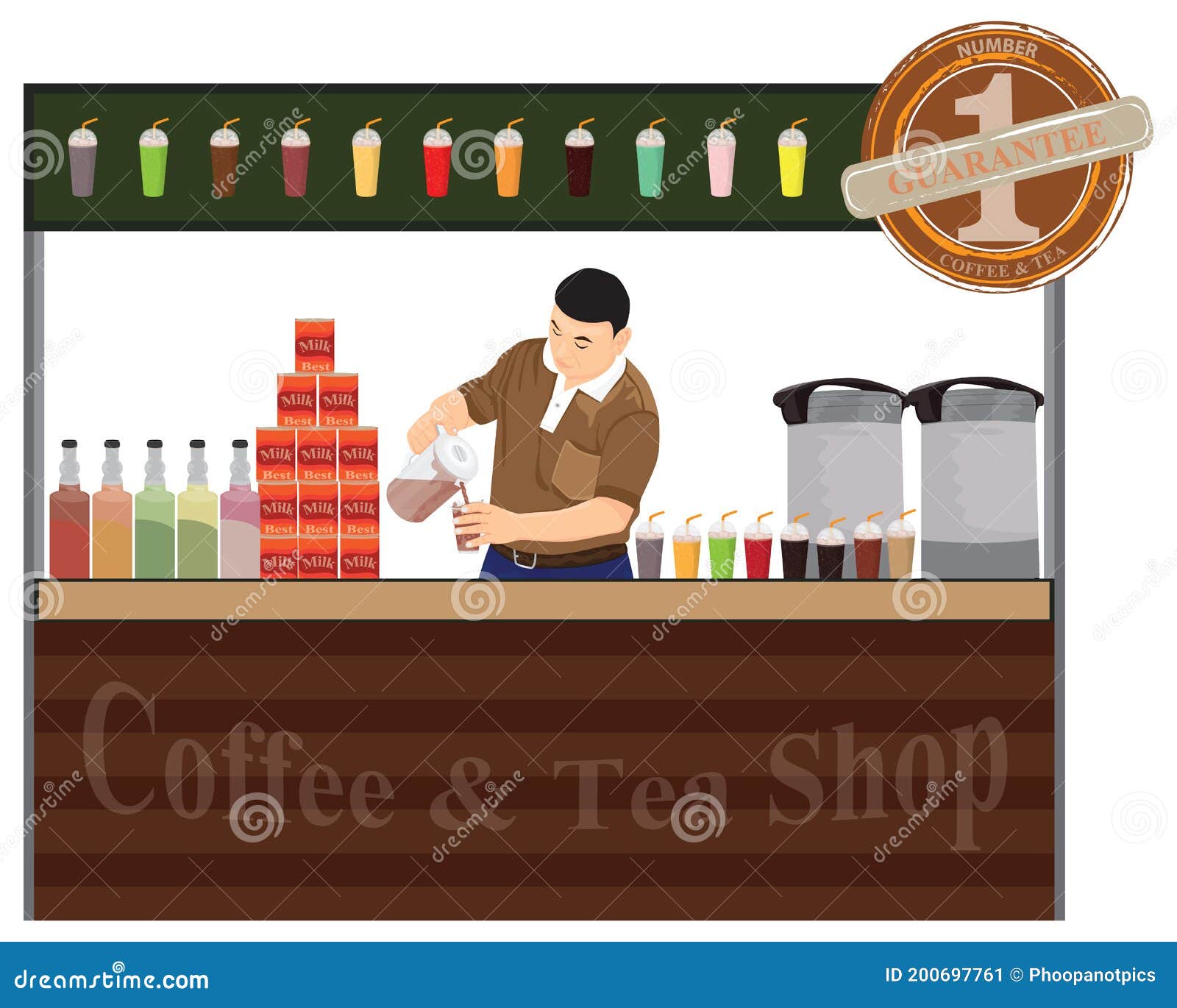 One Man Making Coffee at Shop Stock Vector - Illustration of water ...