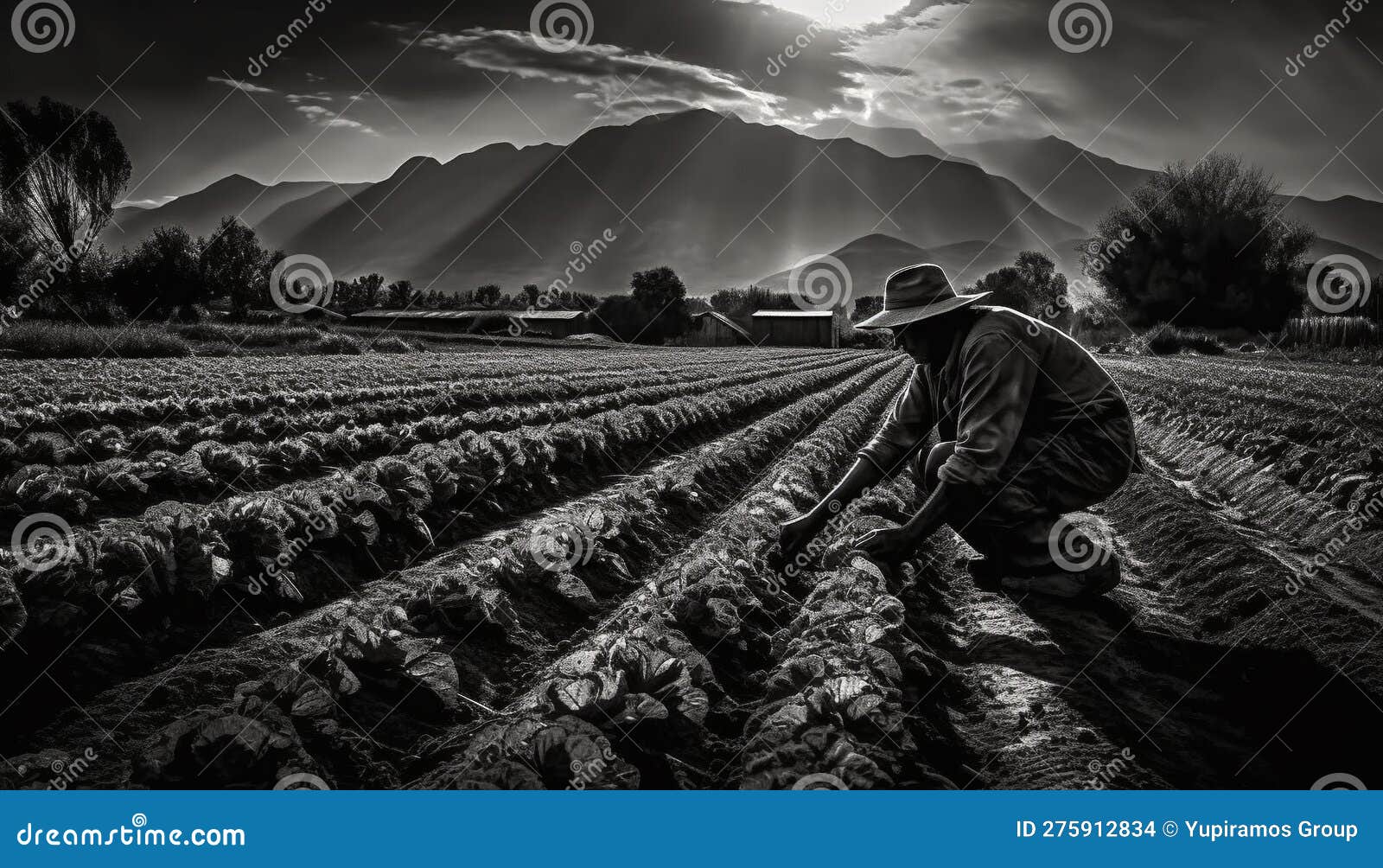 One Man Picking Fruit in Vineyard Outdoors Generated by AI Stock ... One Man Picking Fruit in Vineyard Outdoors Generated by AI Stock ...