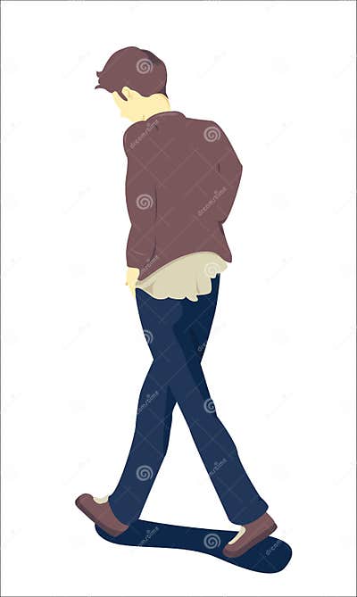 One Man Walking Looking Down Stock Vector - Illustration of adult ...