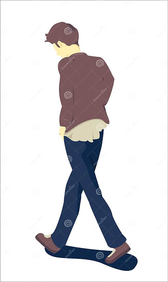 One Man Walking Looking Down Stock Vector - Illustration of adult ...