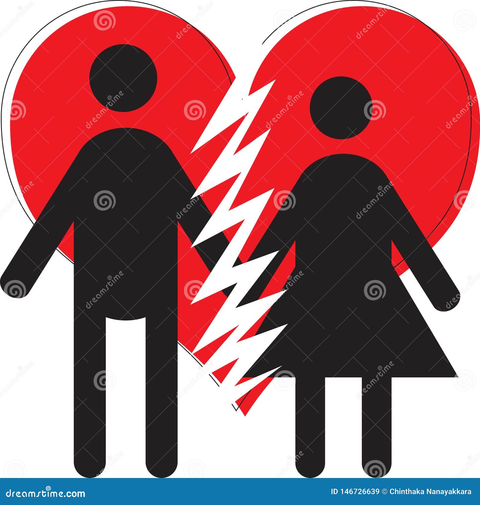 Divorce Breakup Separation Concept Set Depressed Man And Woman