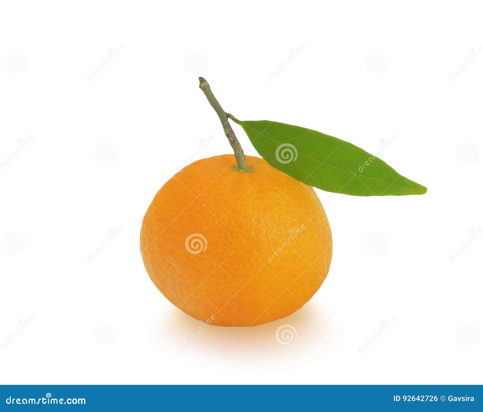 One Mandarine with Green Leaf Isolated on White Background Stock Photo ...