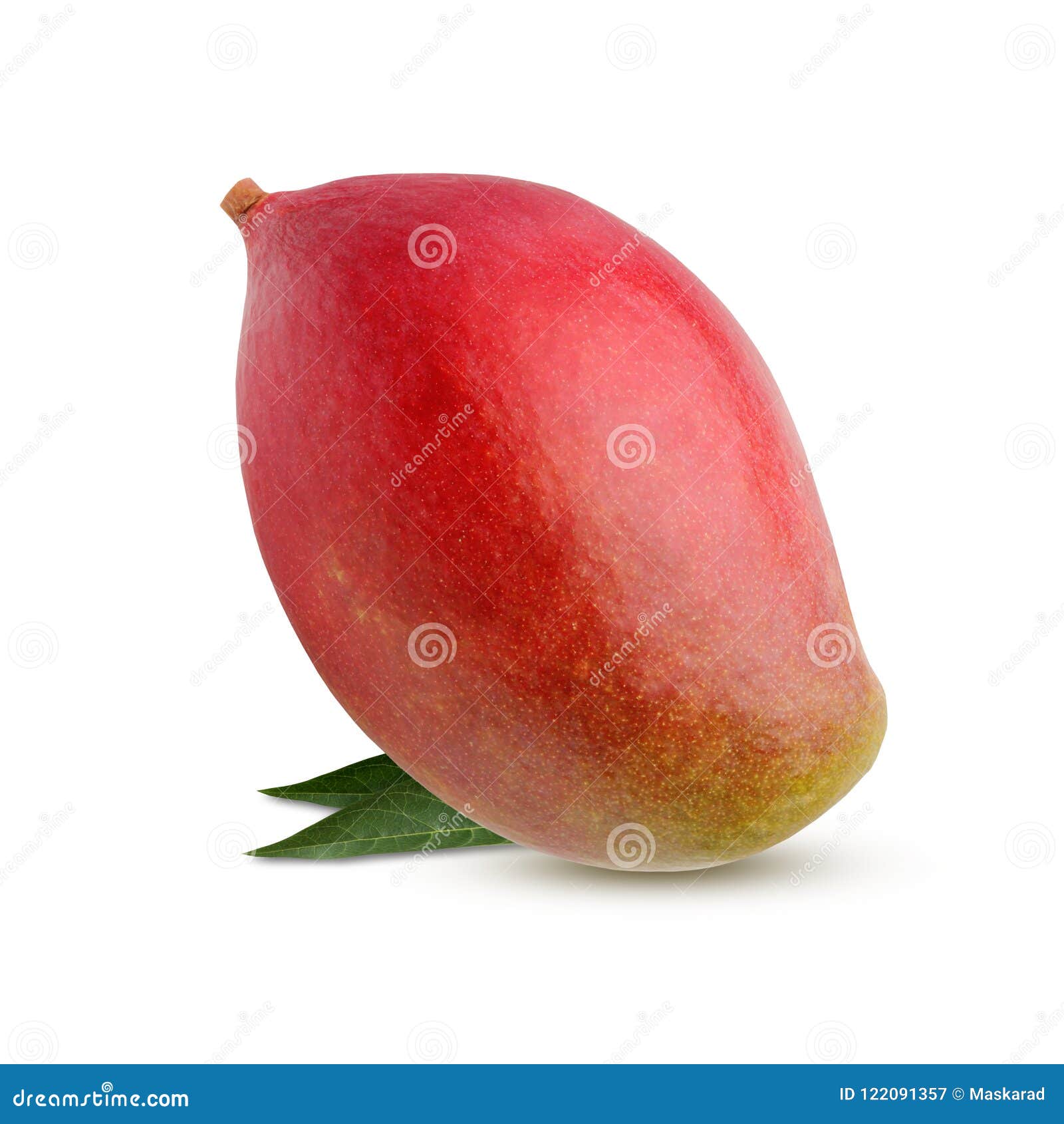 One Mango with Leaves, Isolated on White Background. Stock Image ...