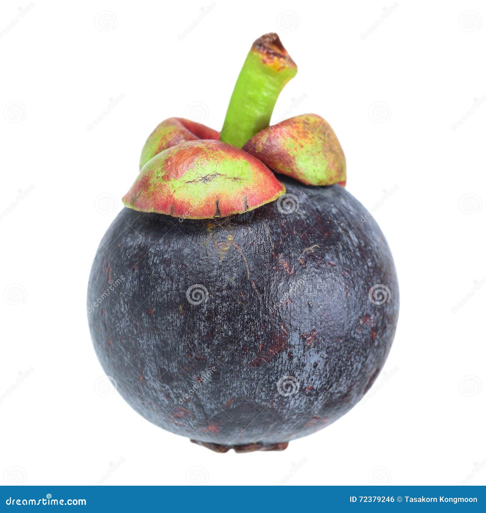 One Mangosteen with Peel Isolated on White Stock Photo - Image of brown ...