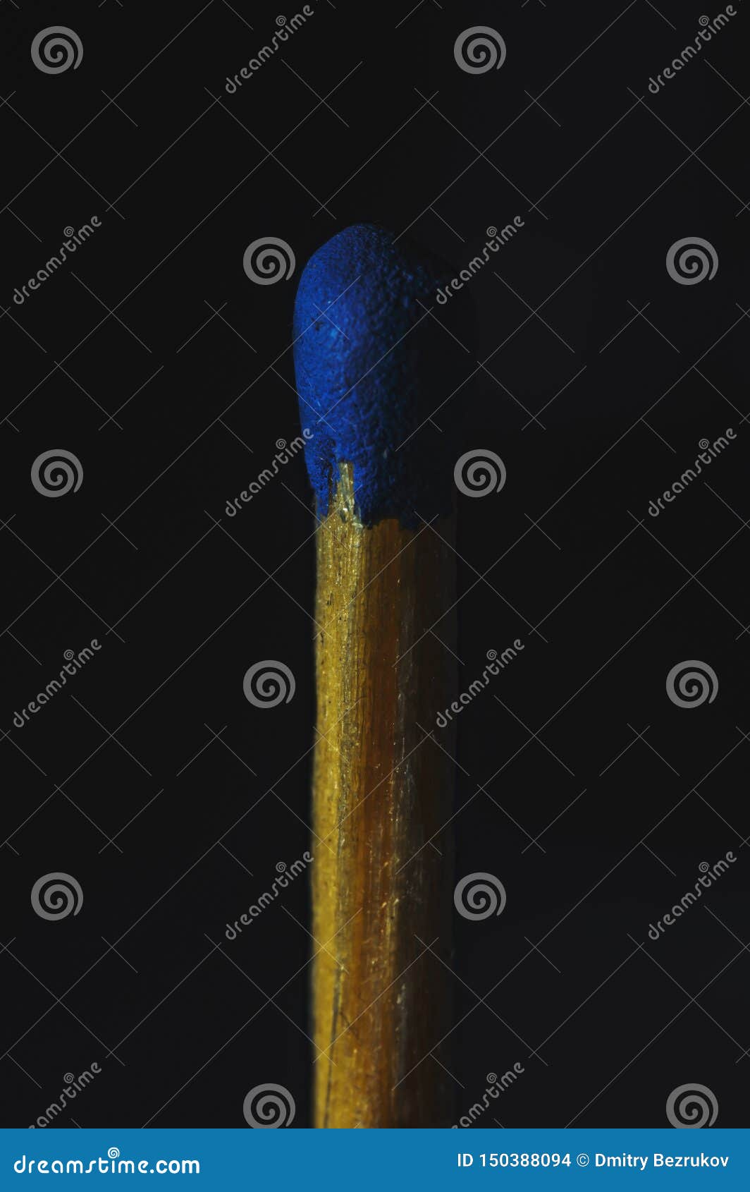 One Match on a Black Background Close-up Stock Photo - Image of head ...