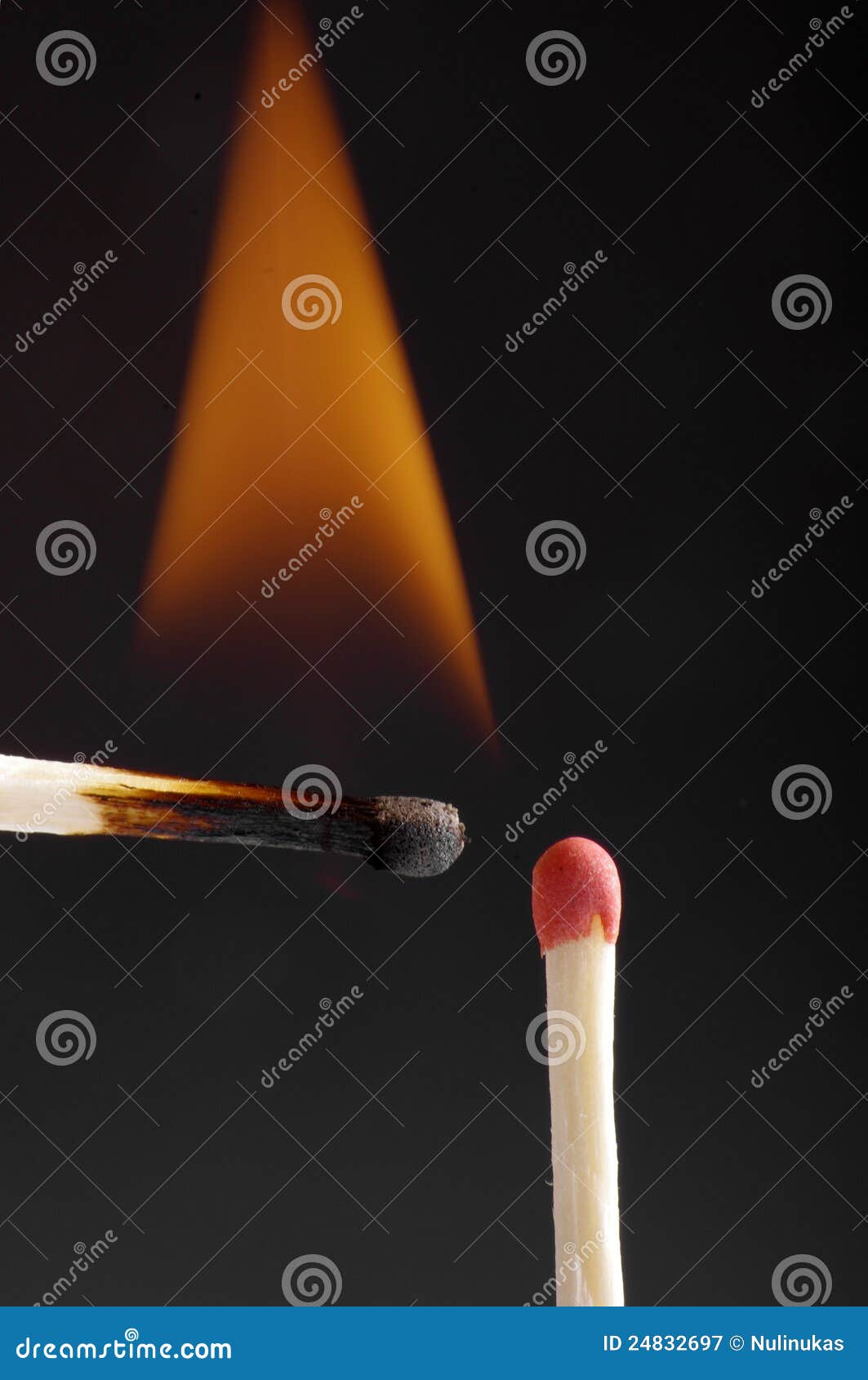 One Match is Burning Another. Stock Image - Image of matchstick, dark ...
