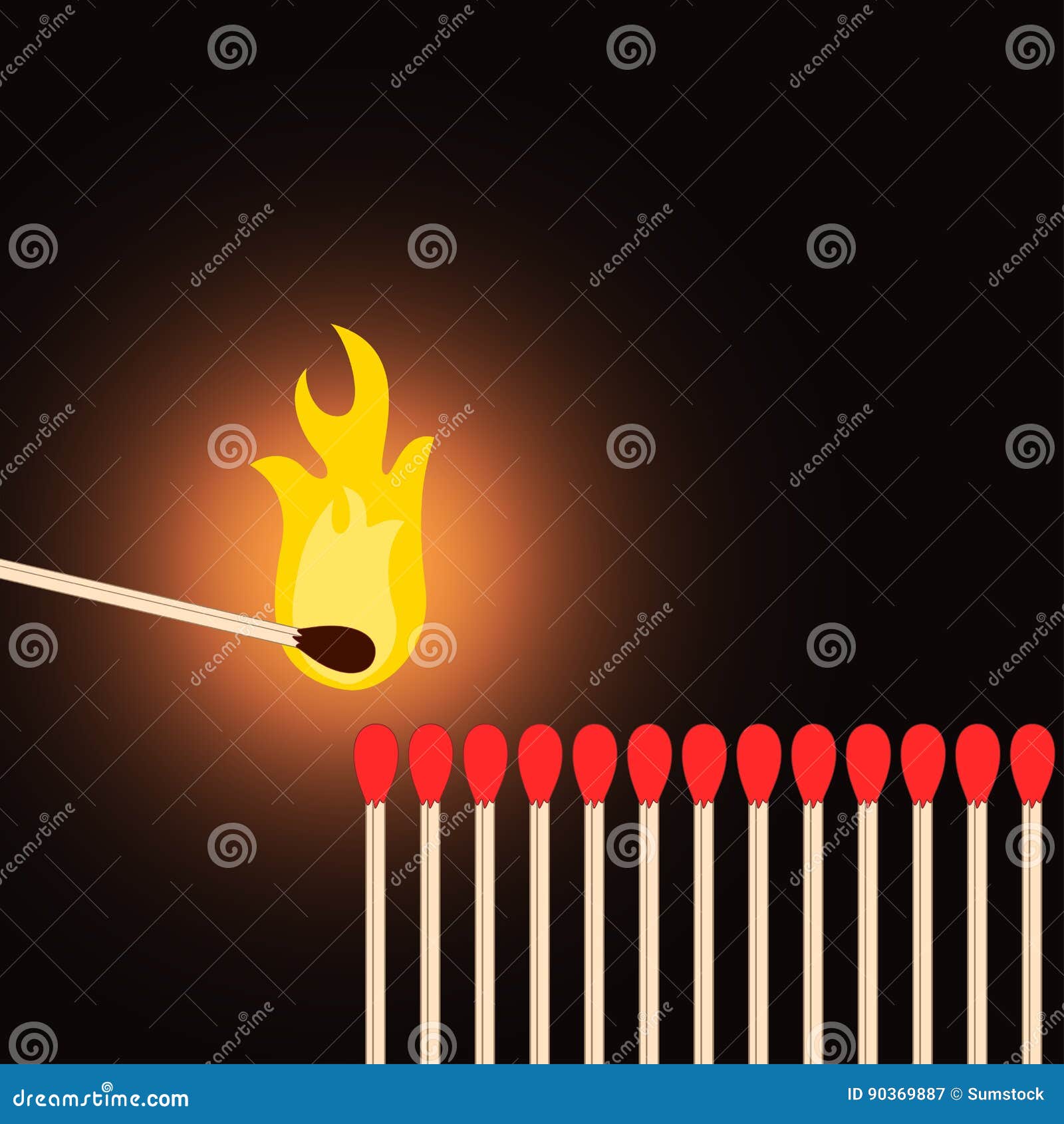 One Matchstick Lighting Others Stock Vector - Illustration of flame ...