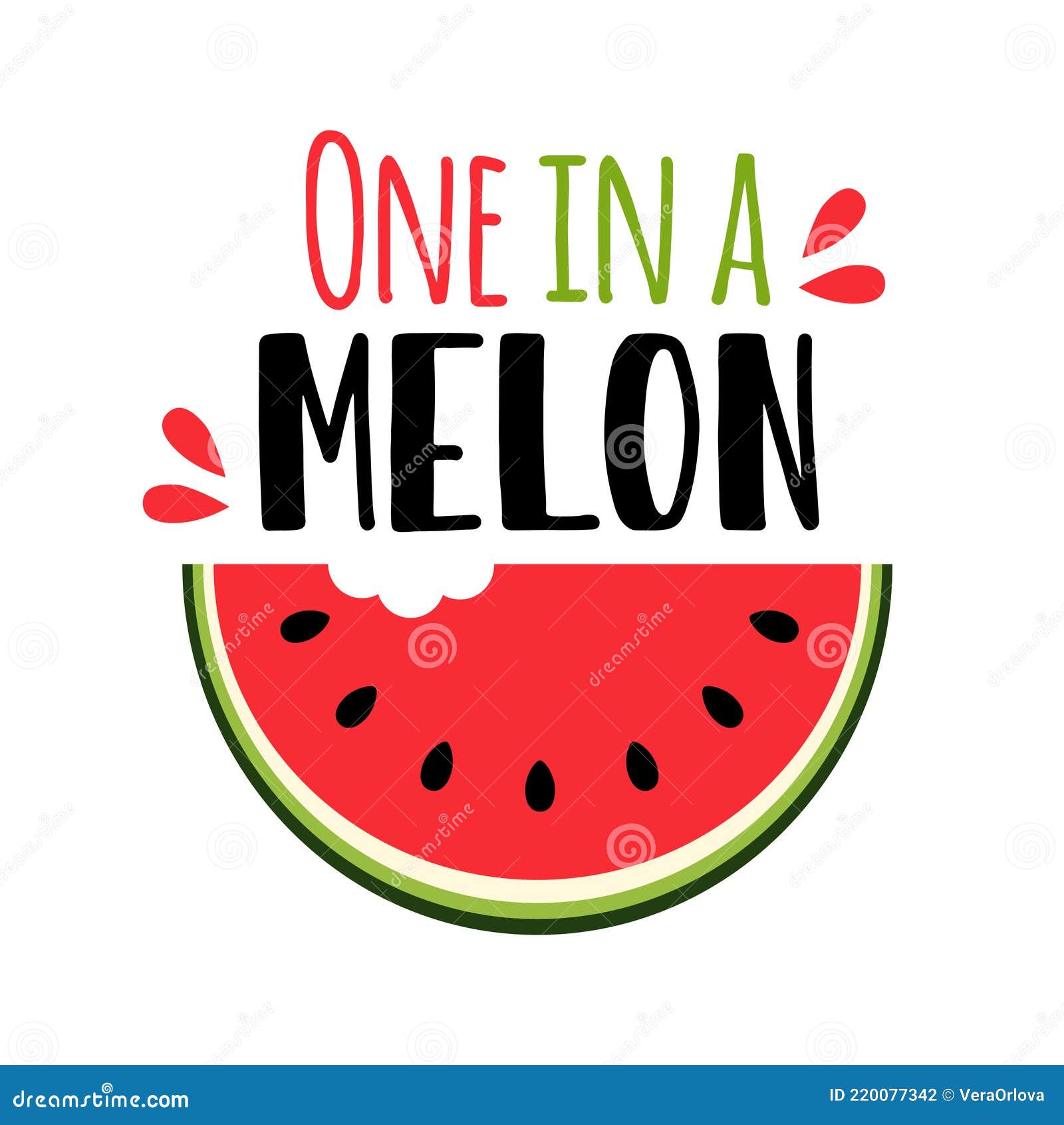 One in a Melon. Vector Illustration with Watermelon Slice Stock Vector ...