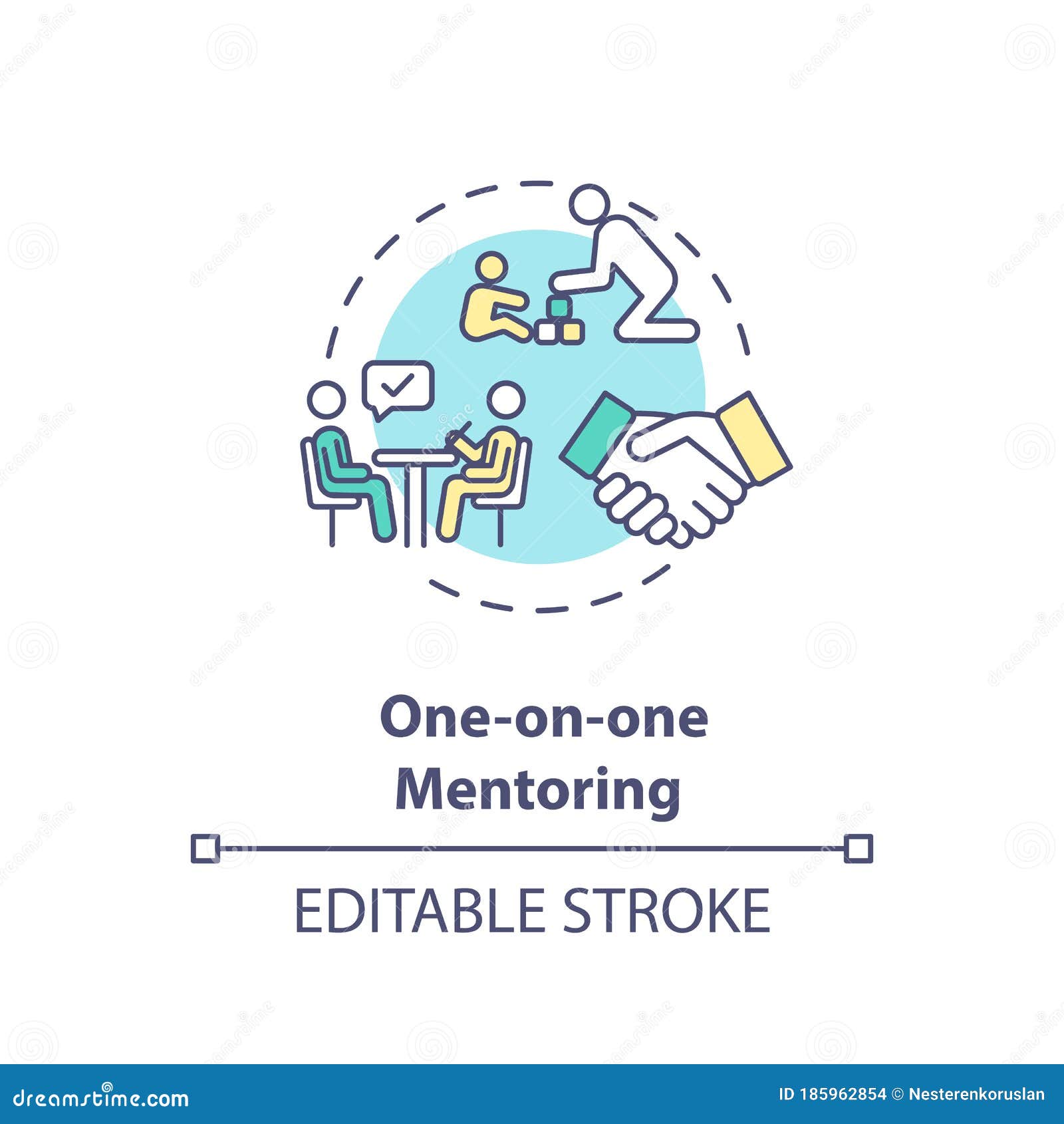 On on One Mentoring Concept Icon Stock Vector - Illustration of contour ...