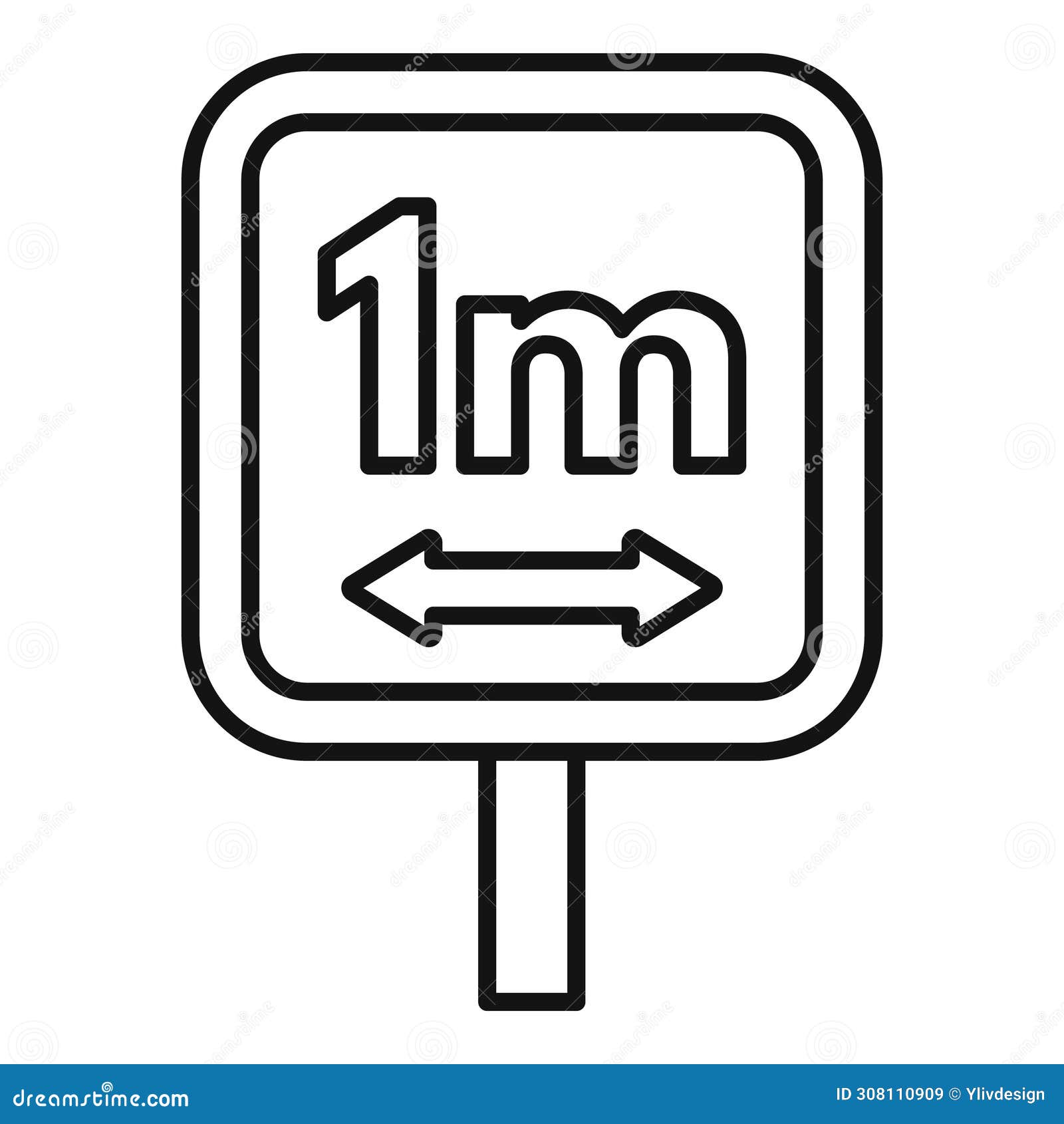 One Meter Distance Icon Outline Vector. Avoid Contact Stock Vector ...