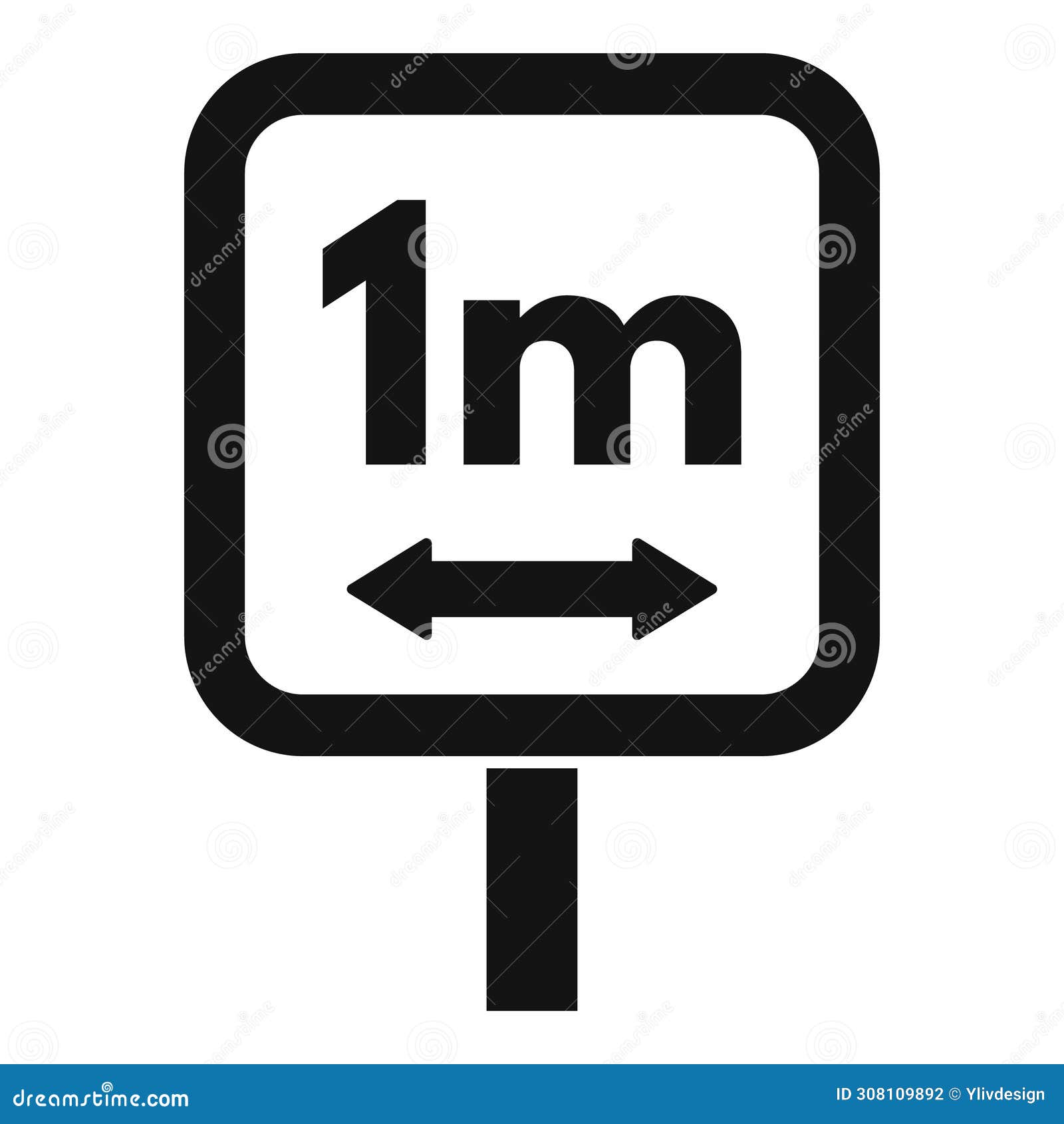 One Meter Distance Icon Simple Vector. Avoid Contact Stock Illustration ...