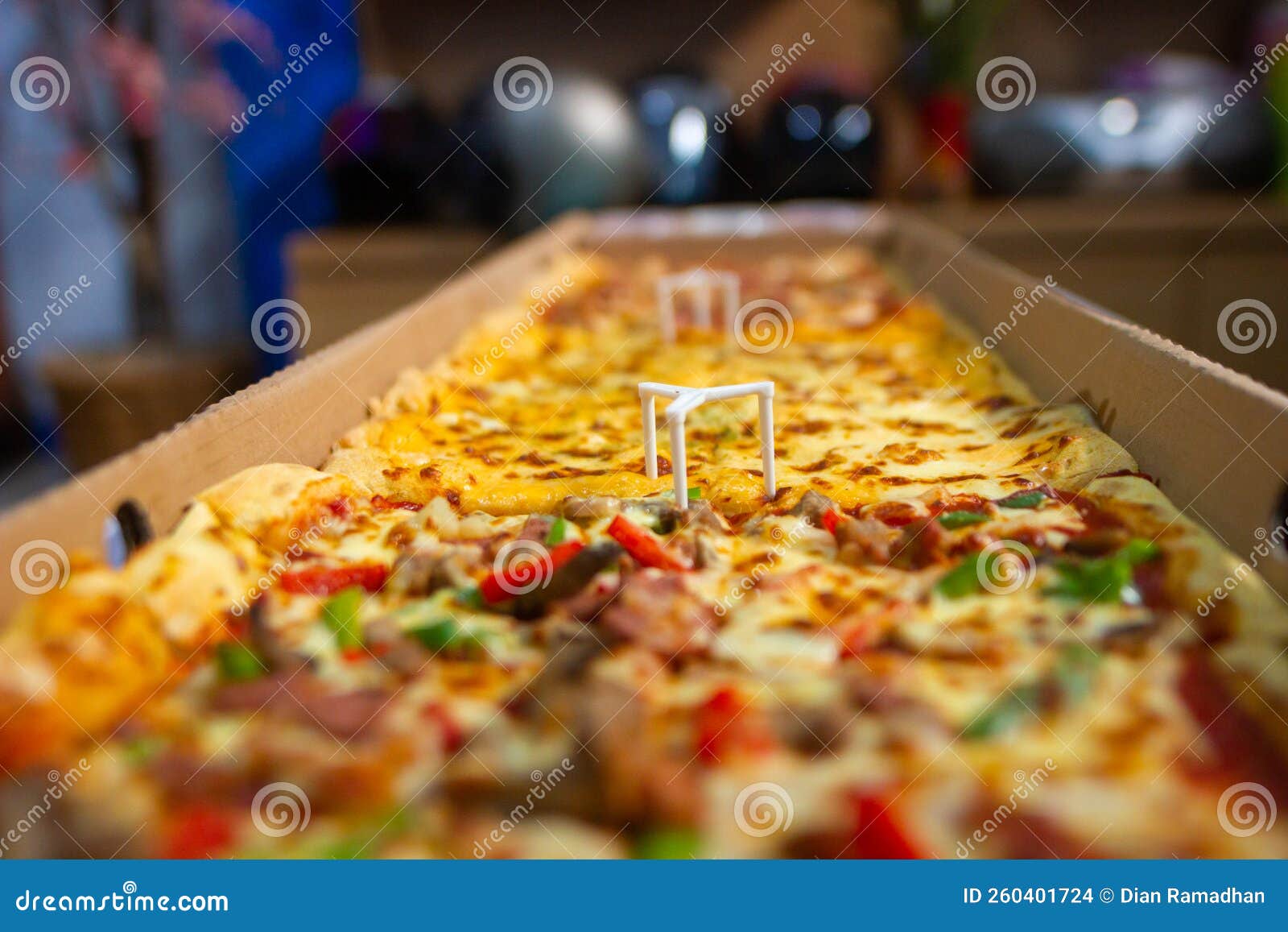 One Meter Long pizza. stock photo. Image of italian - 260401724