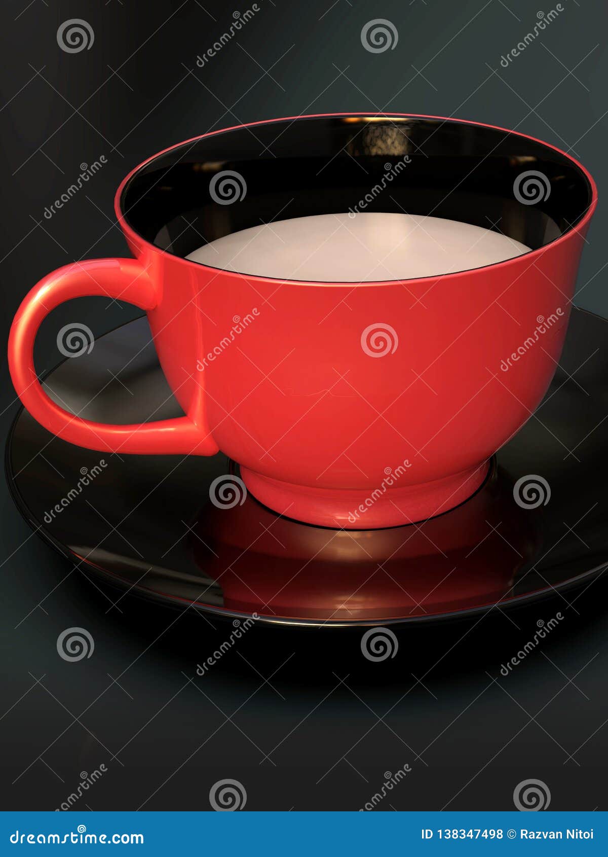 One Milk Cup, Red Ceramic, on Black Background Stock Photo - Image of ...