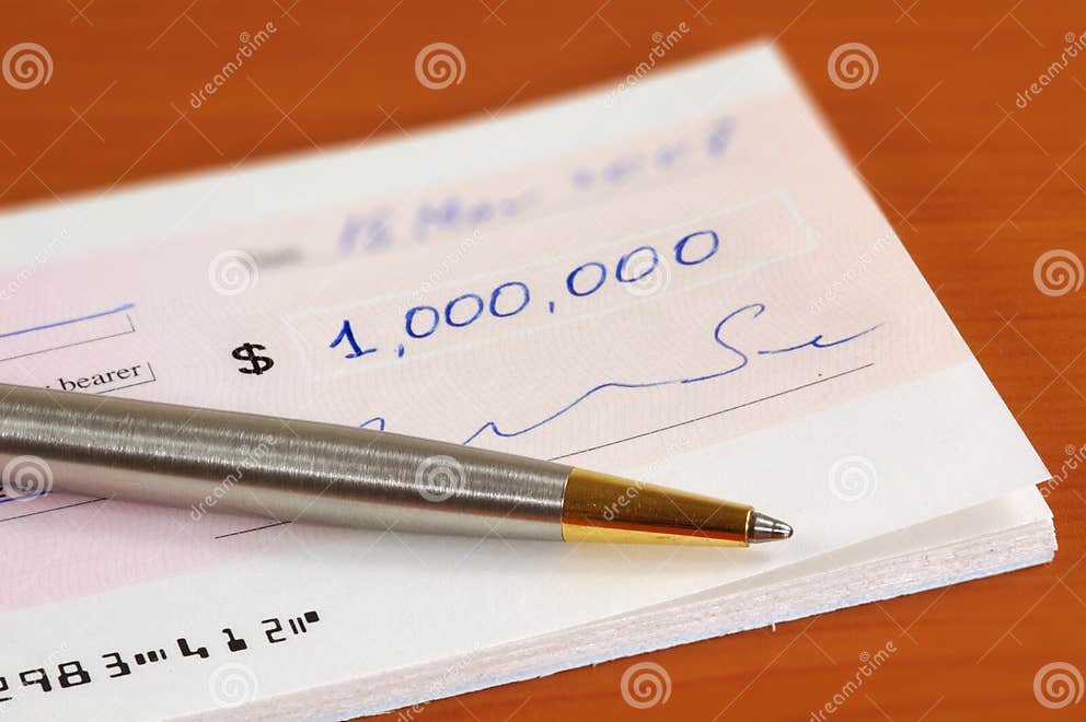 One million dollars cheque stock image. Image of order - 2126953