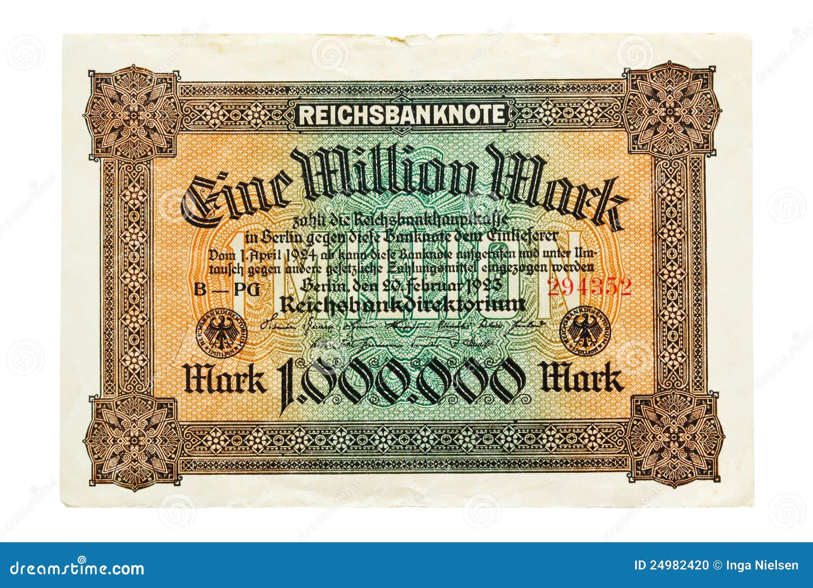 One Million Mark 1923 stock photo. Image of finances - 24982420