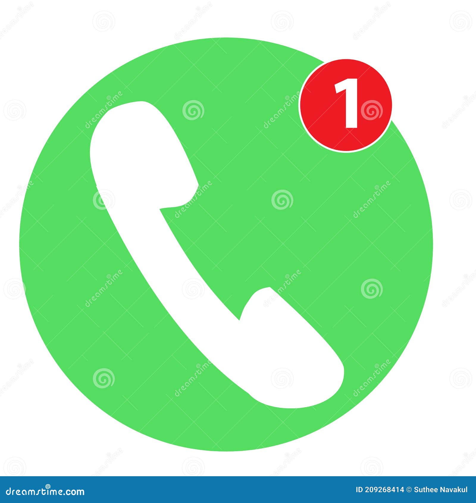 One Missed Call Icon on White Background. Phone Sign. Flat Style Stock ...