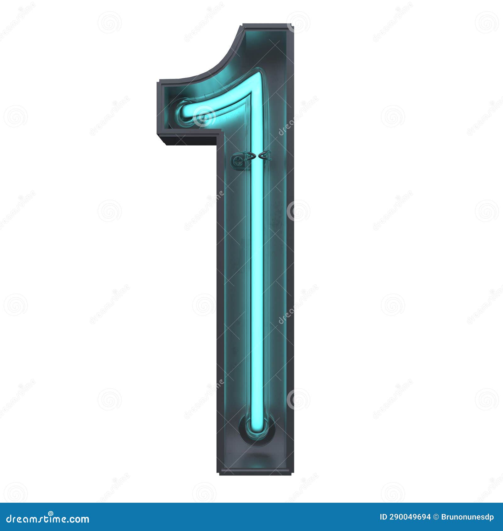 A One Neon Number Illustration Isolated on a White Background Stock ...