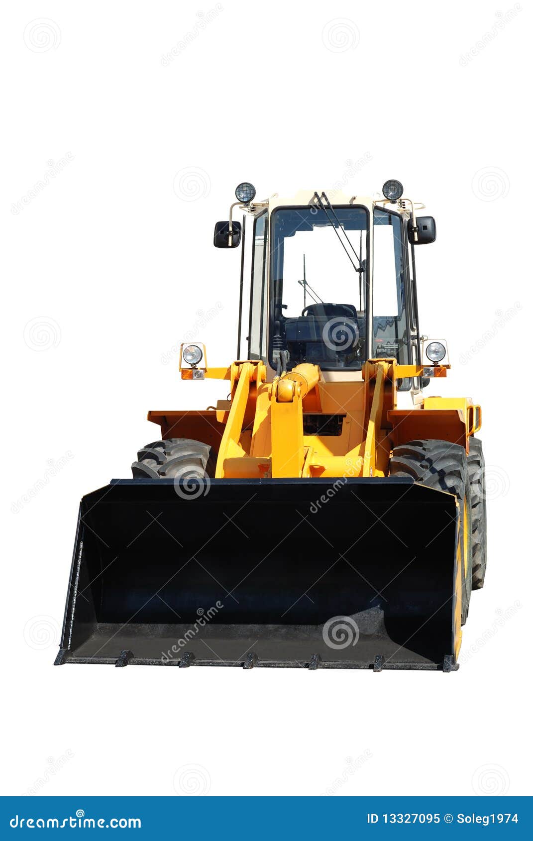 One new bulldozer on white stock image. Image of front - 13327095