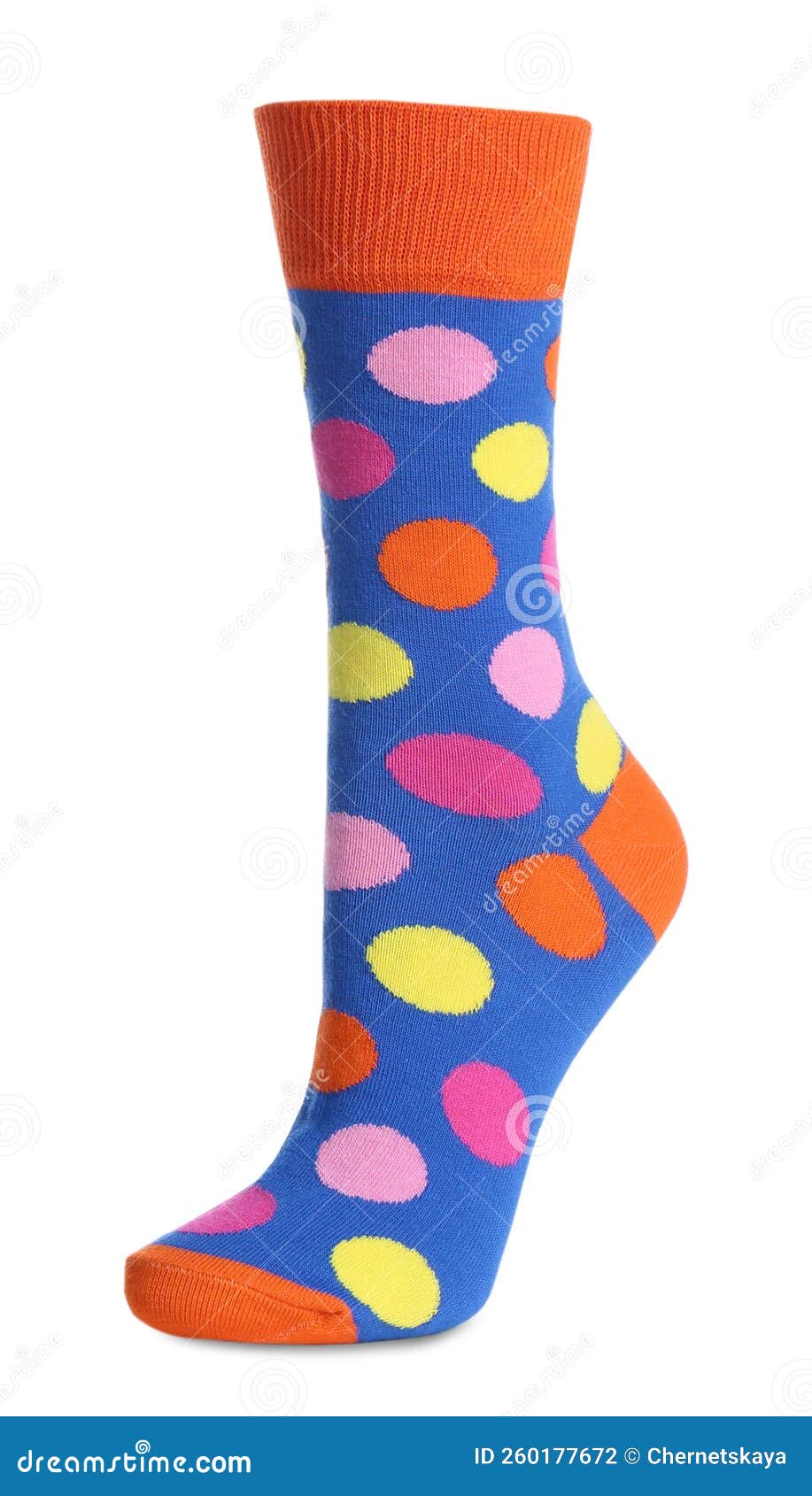 One New Colorful Sock Isolated on White Stock Photo - Image of ...