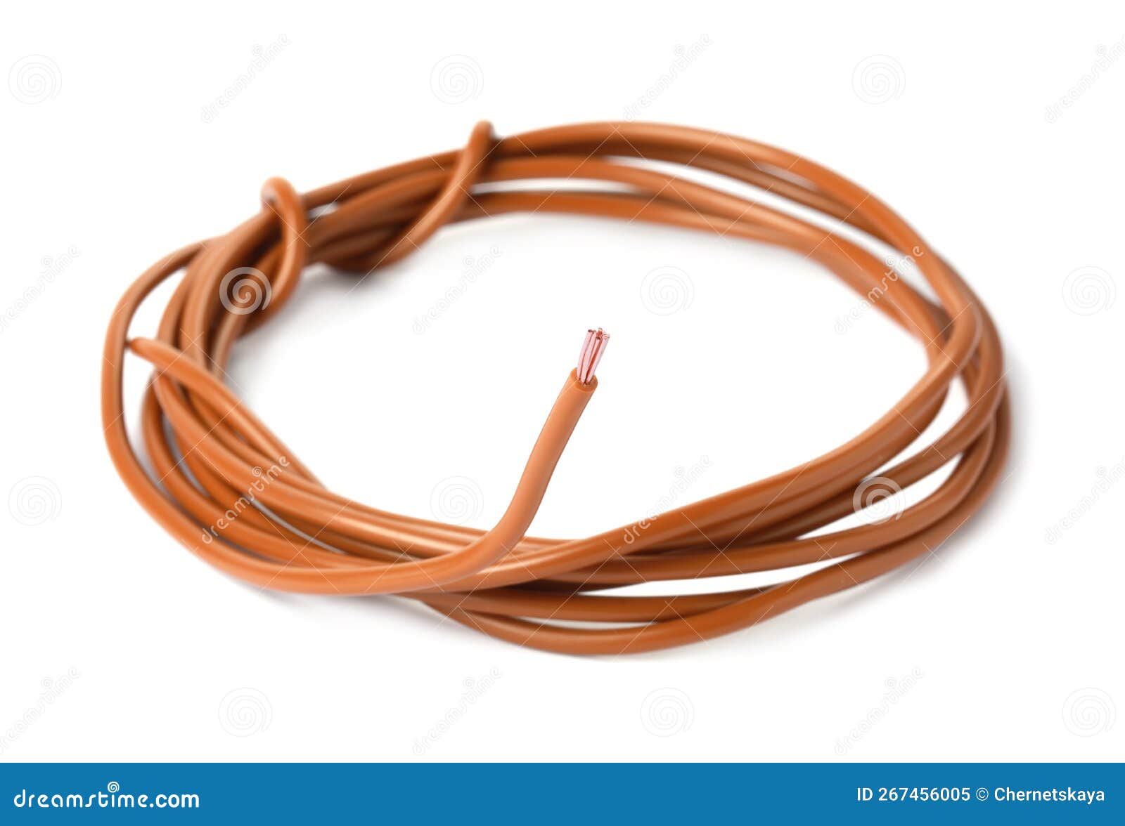 One New Electrical Wire Isolated on White Stock Image - Image of ...