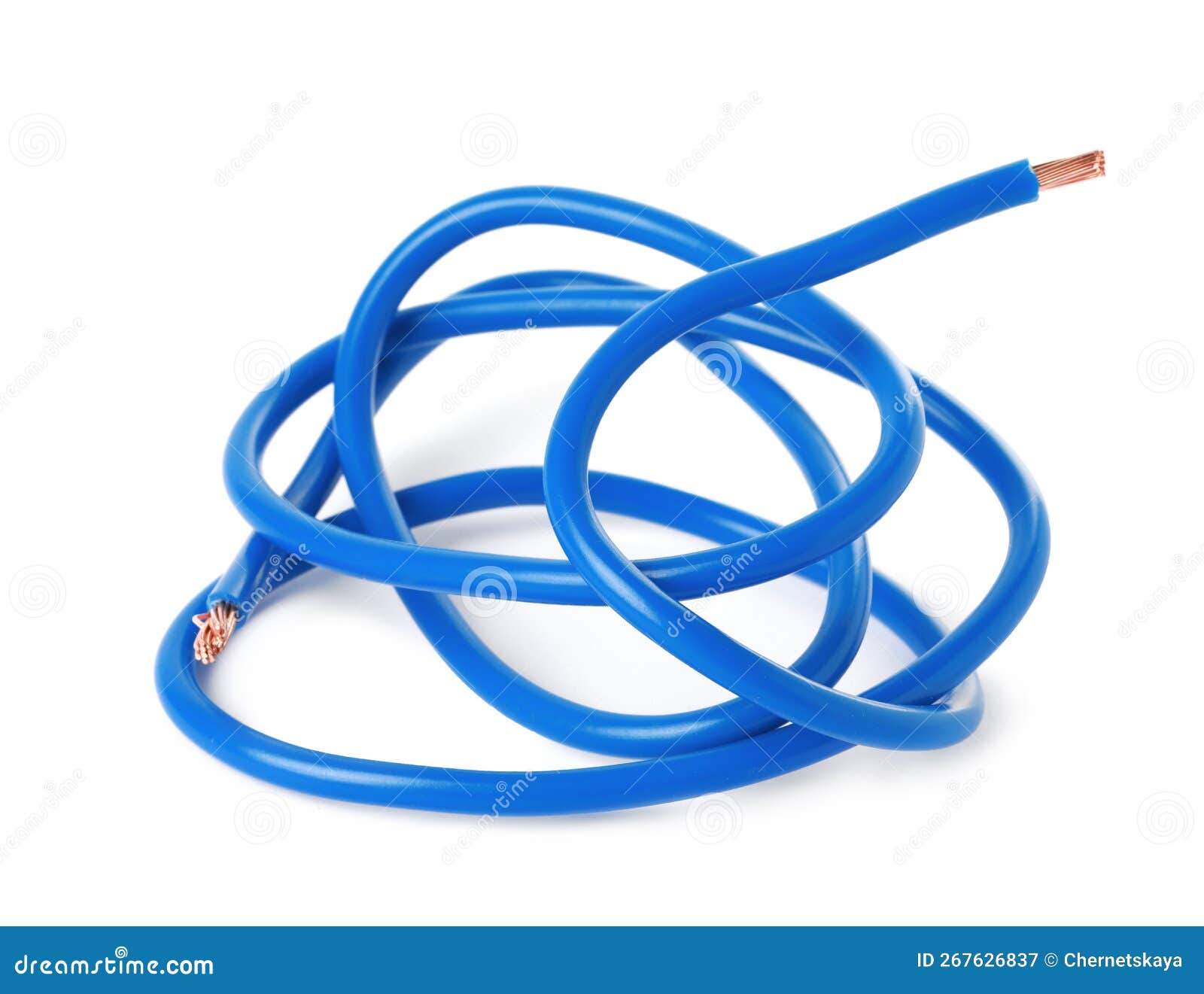 One New Electrical Wire Isolated on White Stock Image - Image of ...