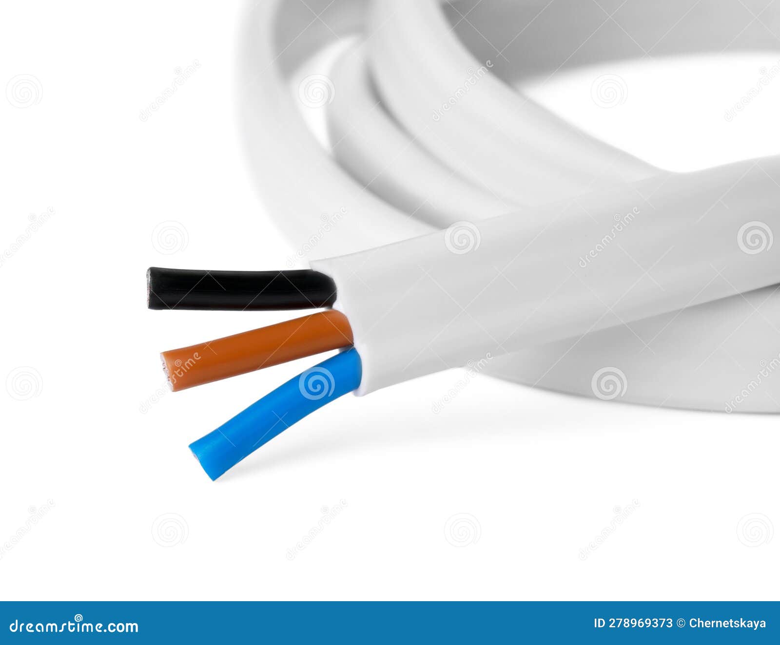 One New Electrical Wire Isolated on White Stock Image - Image of ...