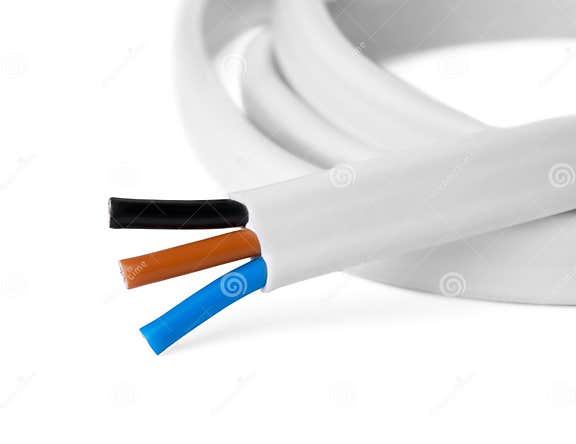 One New Electrical Wire Isolated on White Stock Image - Image of ...