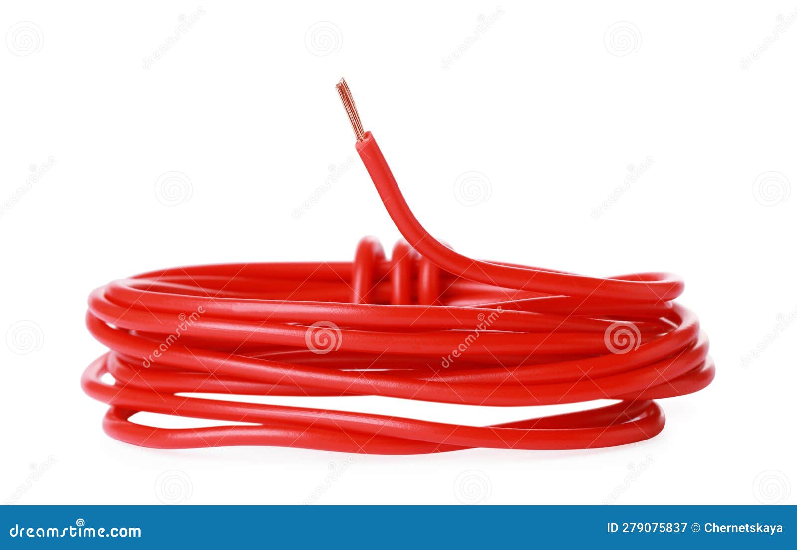 One New Electrical Wire Isolated on White Stock Image - Image of ...