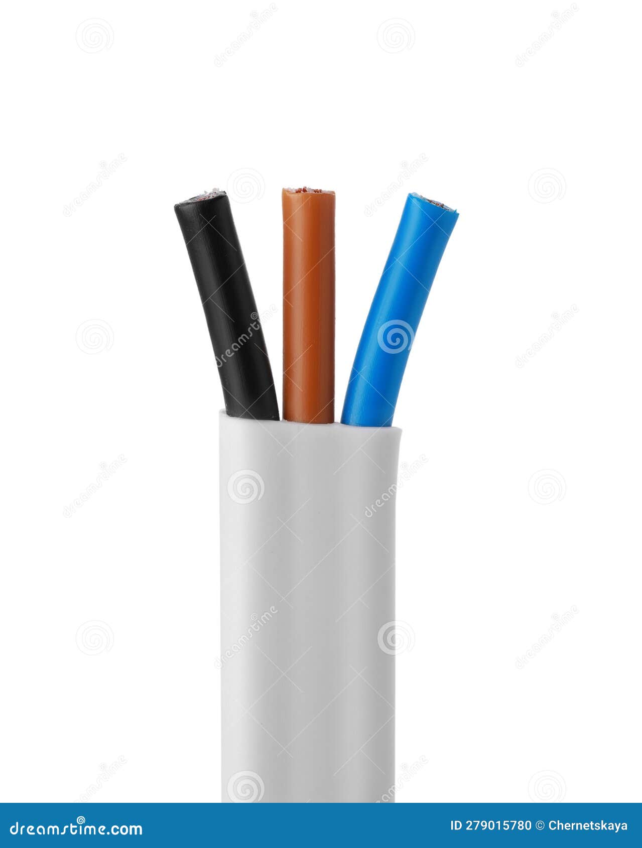 One New Electrical Wire Isolated on White Stock Photo - Image of ...