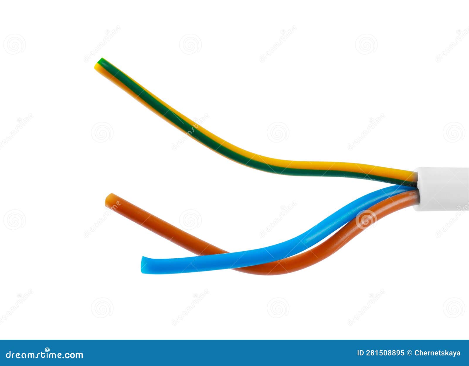One New Electrical Wire Isolated on White Stock Image - Image of ...