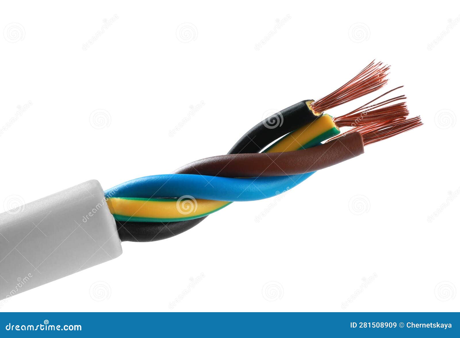 One New Electrical Wire Isolated on White Stock Image - Image of ...