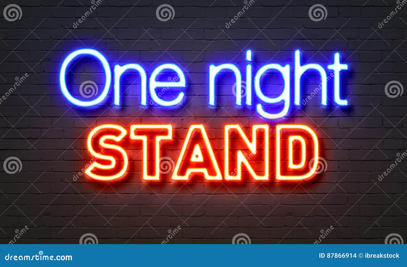 One Night Stand Neon Sign on Brick Wall Background. Stock Illustration ...