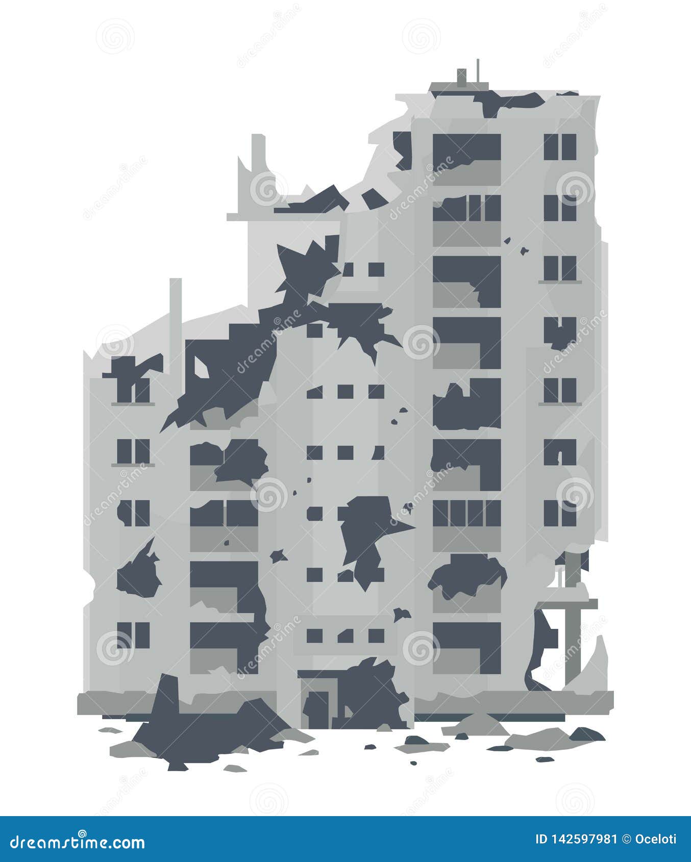 Ruins from Destroyed Residential Building Stock Vector - Illustration ... Ruins from Destroyed Residential Building Stock Vector - Illustration ...