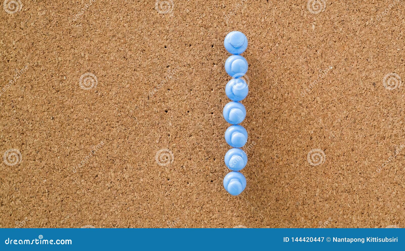 One, Number Made by Pastel Blue Pushpin on Cork Board Texture Stock ...