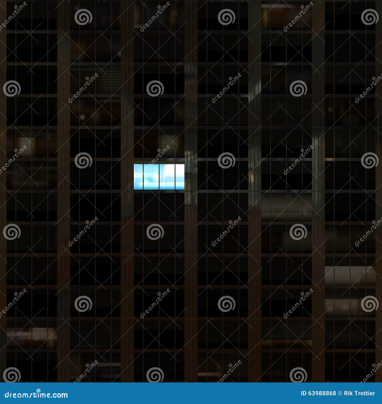 One lit office window stock illustration. Illustration of working ...