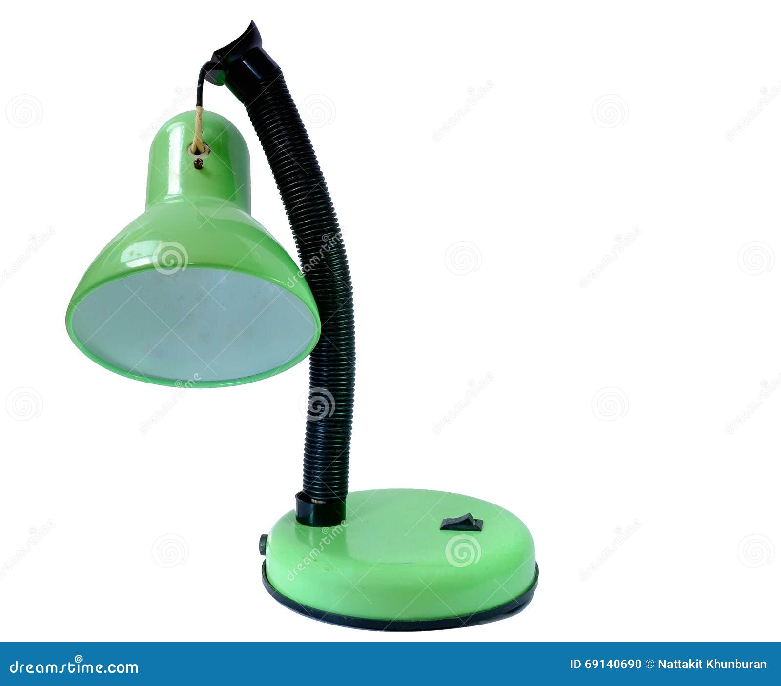 One Old Broken Green Table Lamp in Isolated Stock Photo - Image of bulb ...