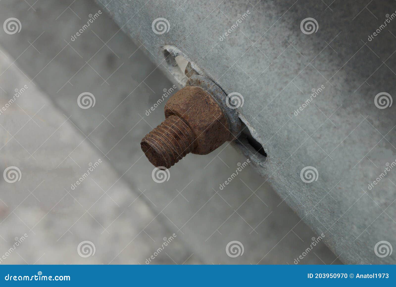 One Old Brown Rusty Bolt with a Twisted Nut Stock Photo - Image of ...