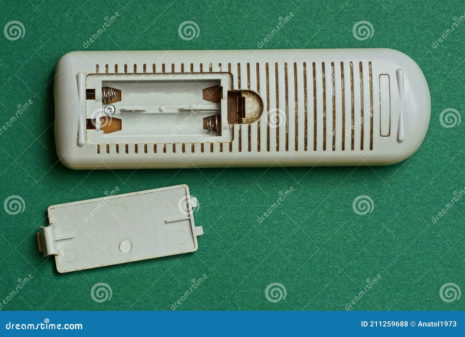 One Old Gray Plastic Remote Control with Open Battery Pack Stock Photo ...