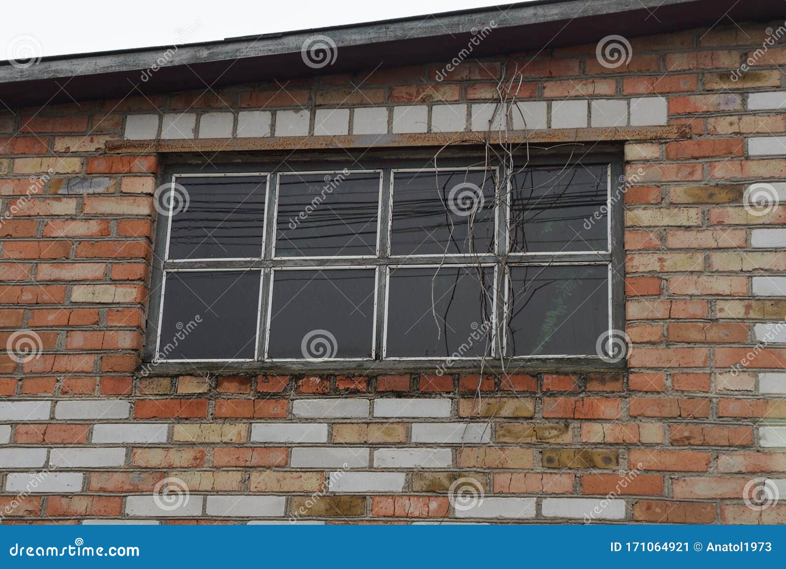One Old Wooden Rectangular Window on the Wall Stock Image - Image of ...