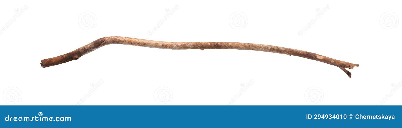 One Old Wooden Stick Isolated on White Stock Photo - Image of brown ...
