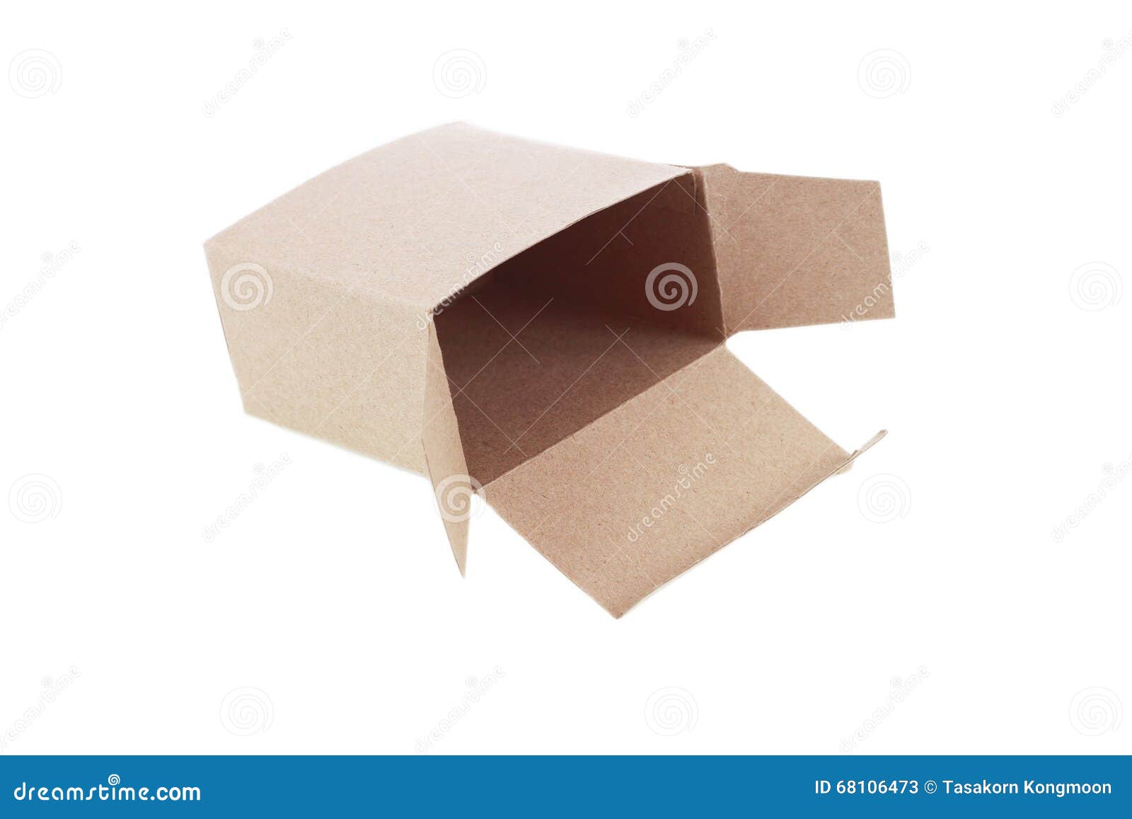 One Open Brown Paper Box Isolated on White Stock Image - Image of brown ...