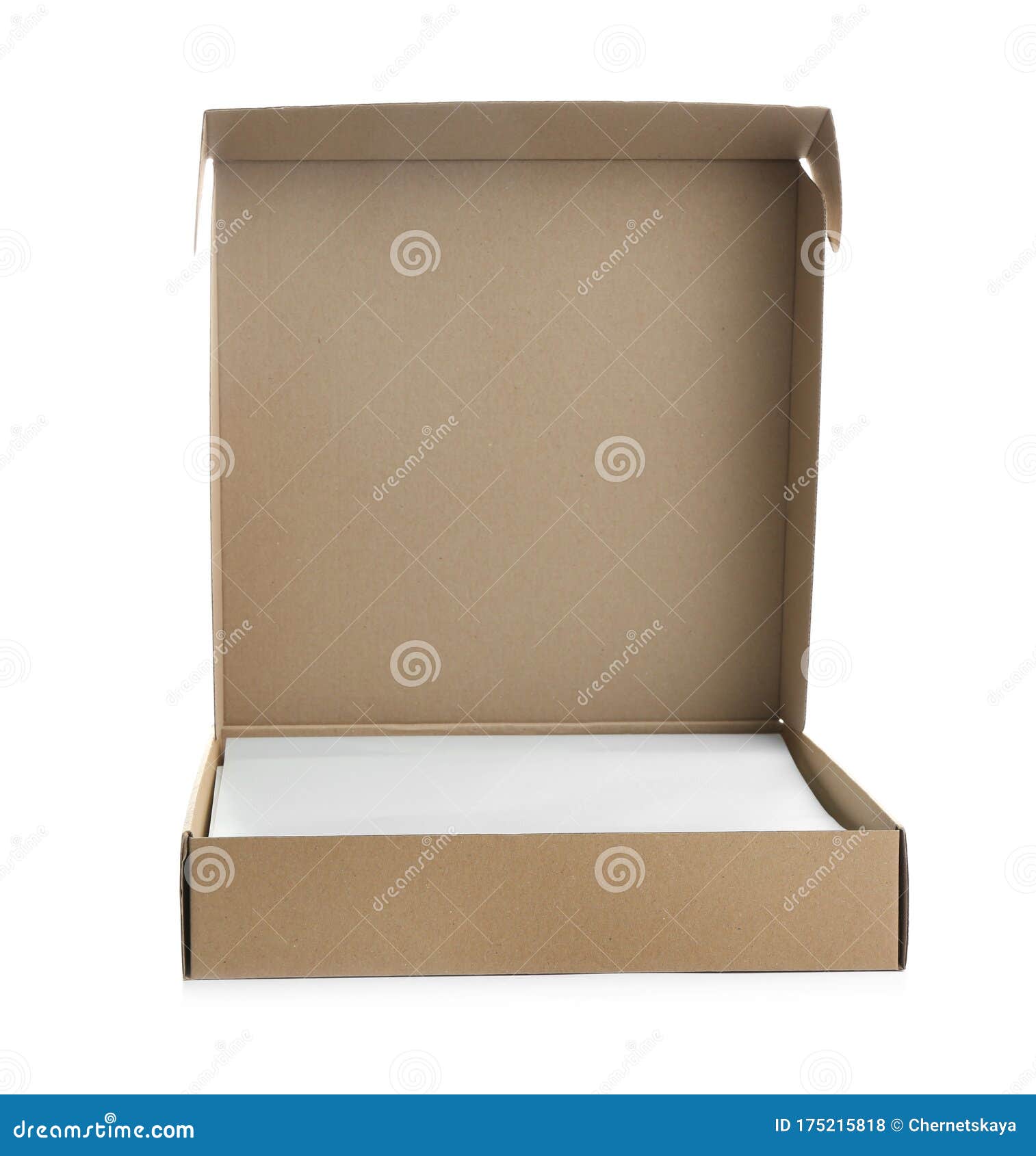 One Open Cardboard Box Isolated on White Stock Photo - Image of gift ...