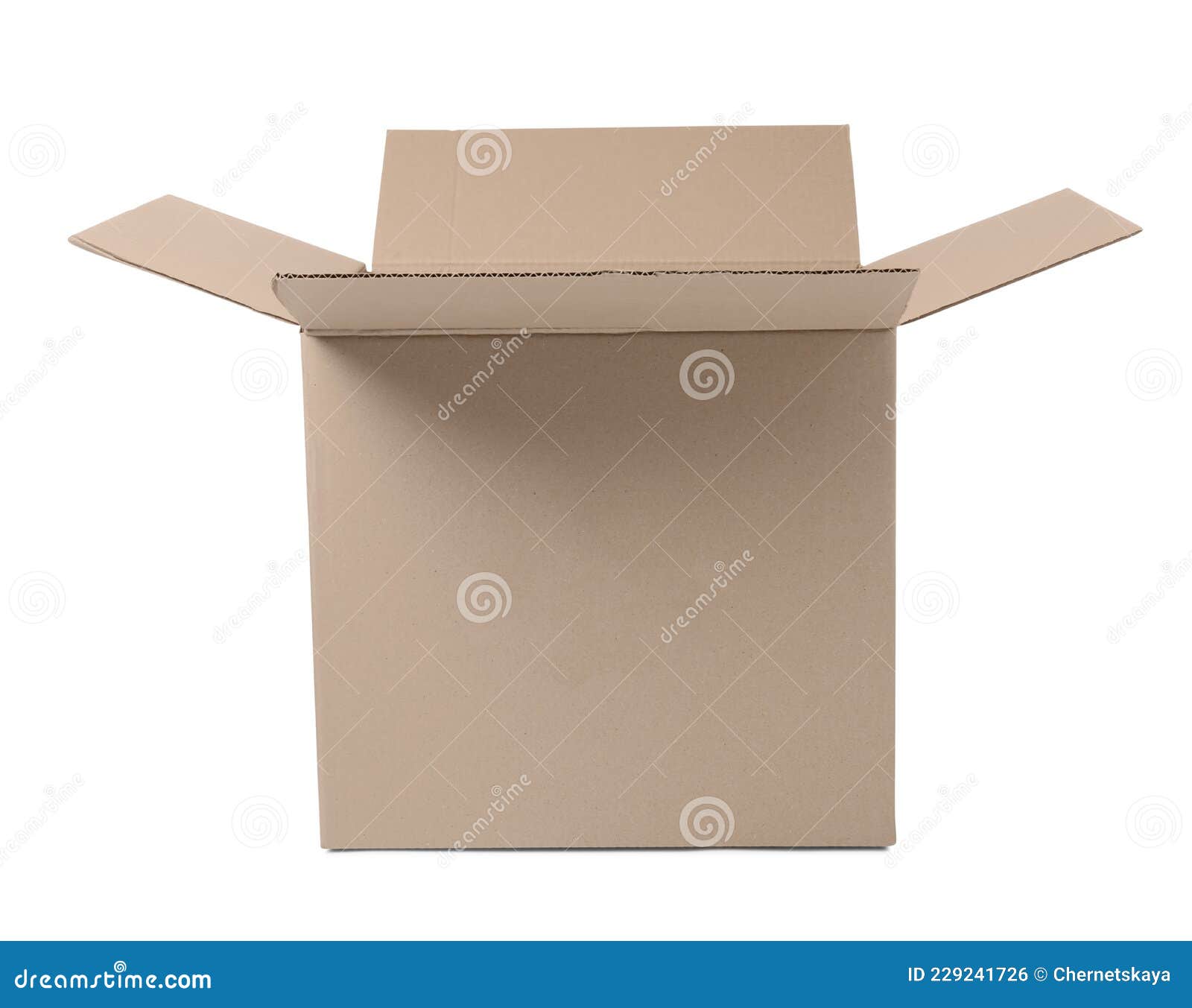 One Open Cardboard Box Isolated on White Stock Photo - Image of ...