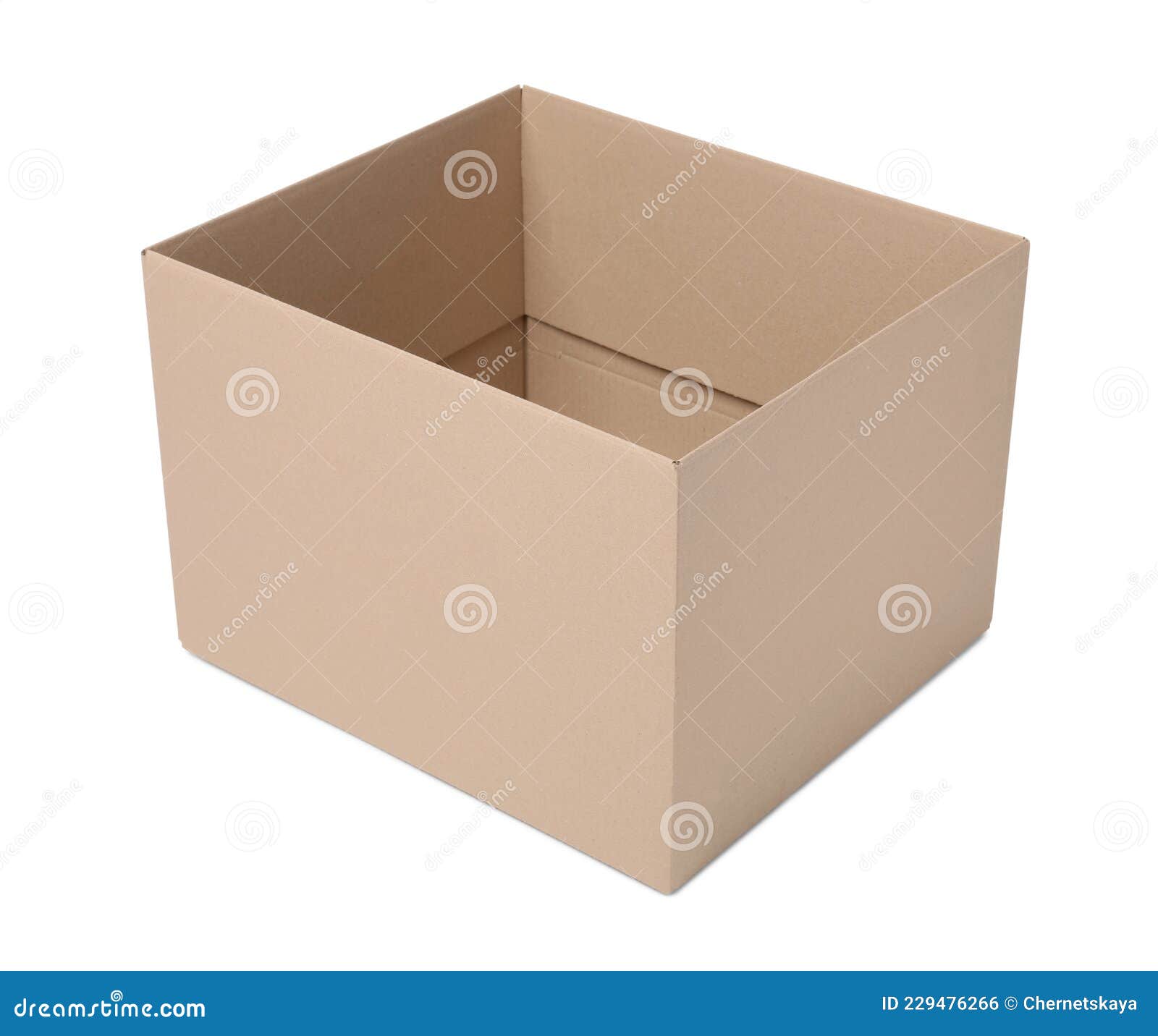 One Open Cardboard Box Isolated on White Stock Photo - Image of mockup ...