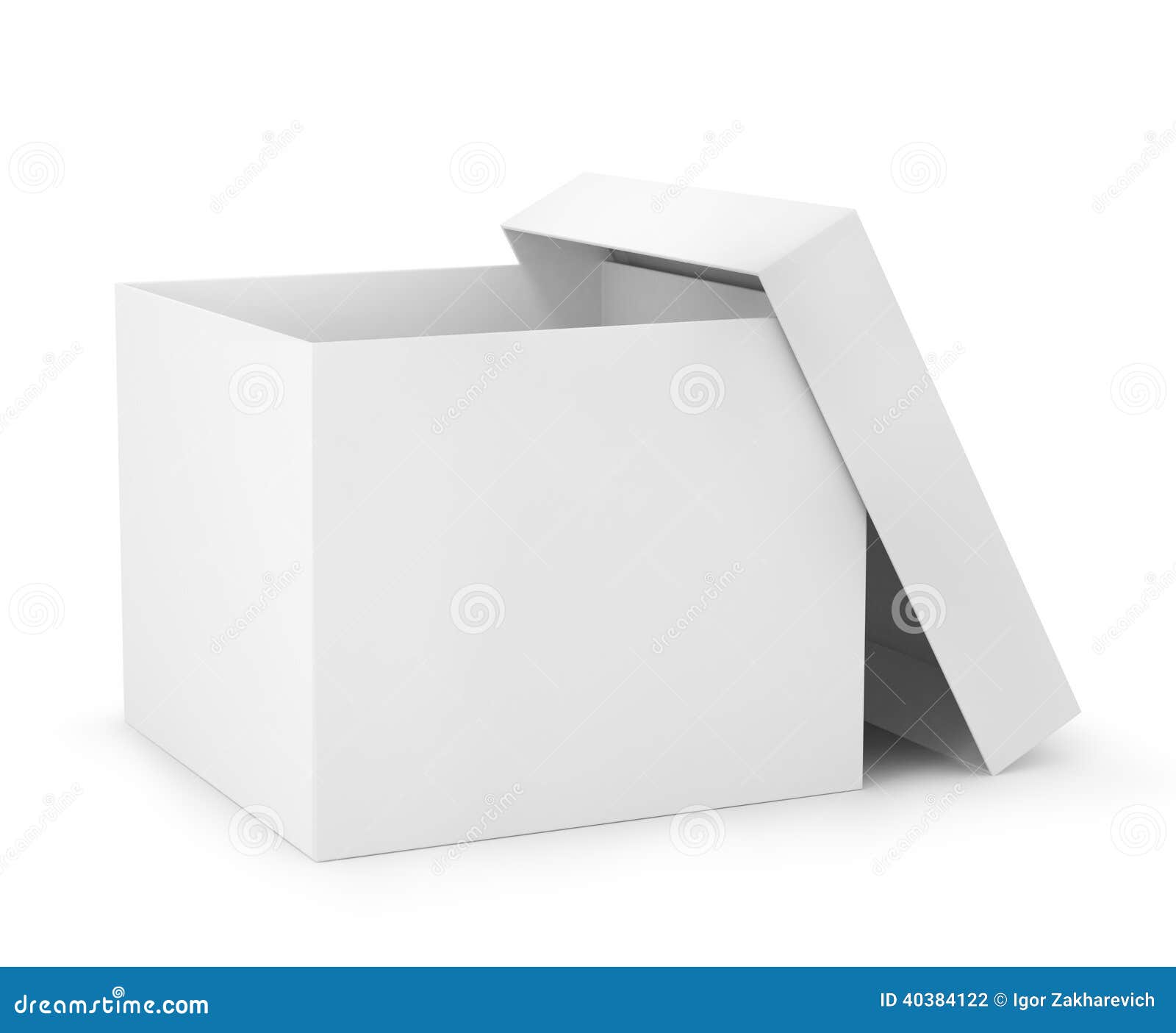 One Open Carton Box in White Color (3d Render) Stock Illustration ...