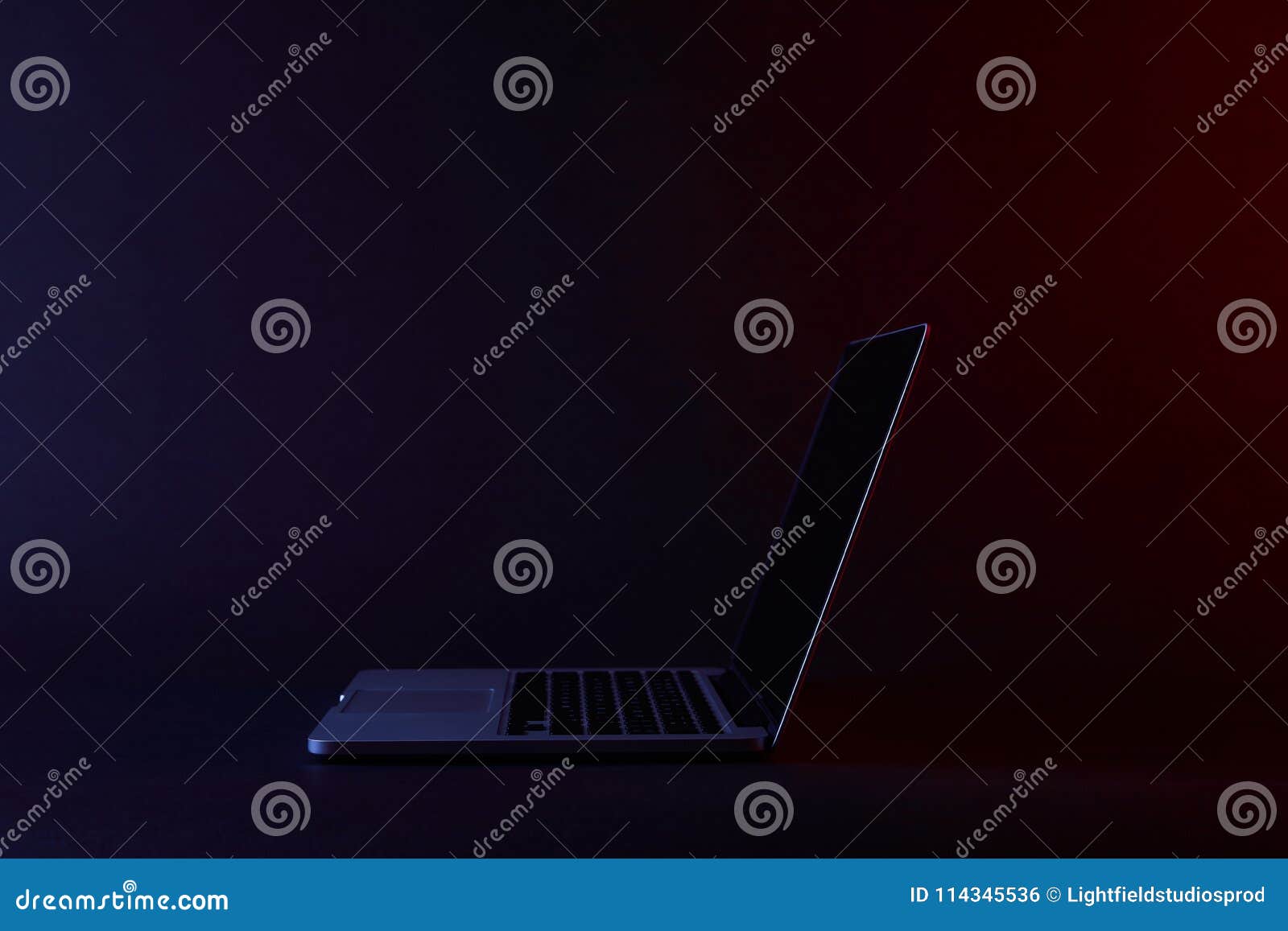One Open Laptop with Reflecting Screen Stock Photo - Image of ...